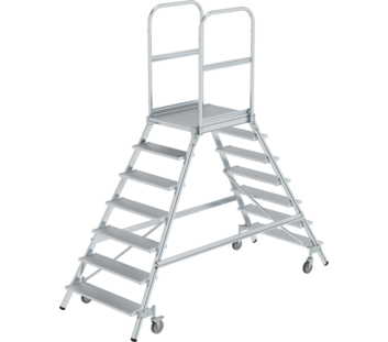 Platform stairs with single-sided access, with castors and handles,