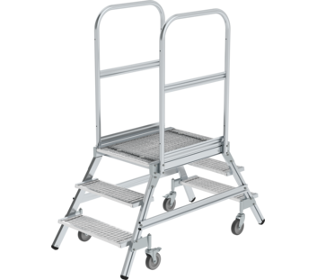 Platform stairs, with single-sided access, with castors and handles, steel