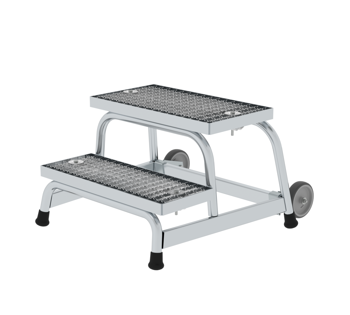 Work platform rigid steel grating with castors 2 steps | MUNK Group