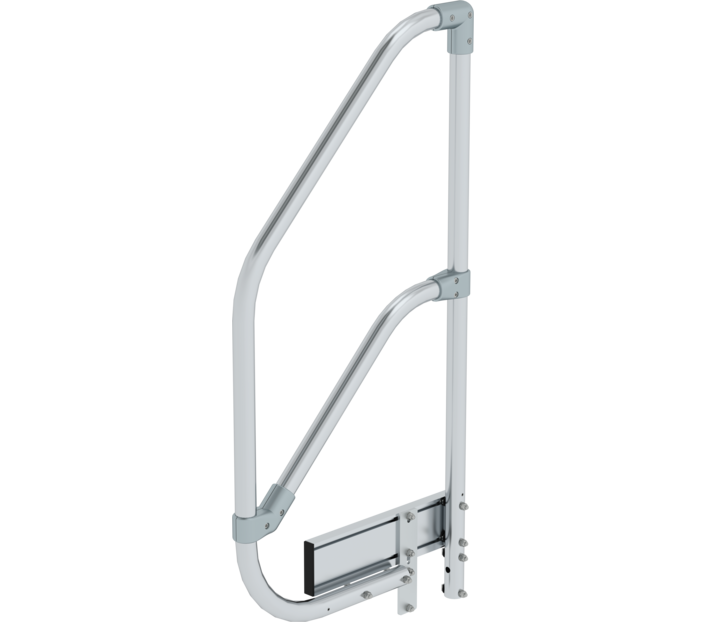 Handrail bracket for rigid aluminium work platforms, for rigid work